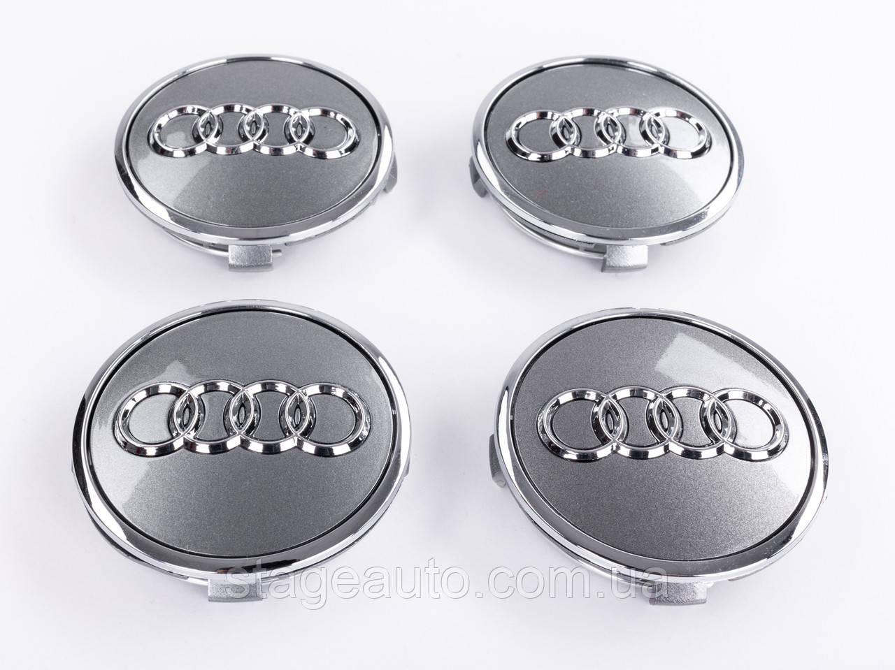 Ковпачки заглушки в литі диски Audi Ауді 61 мм Сірі Хром обідок ...